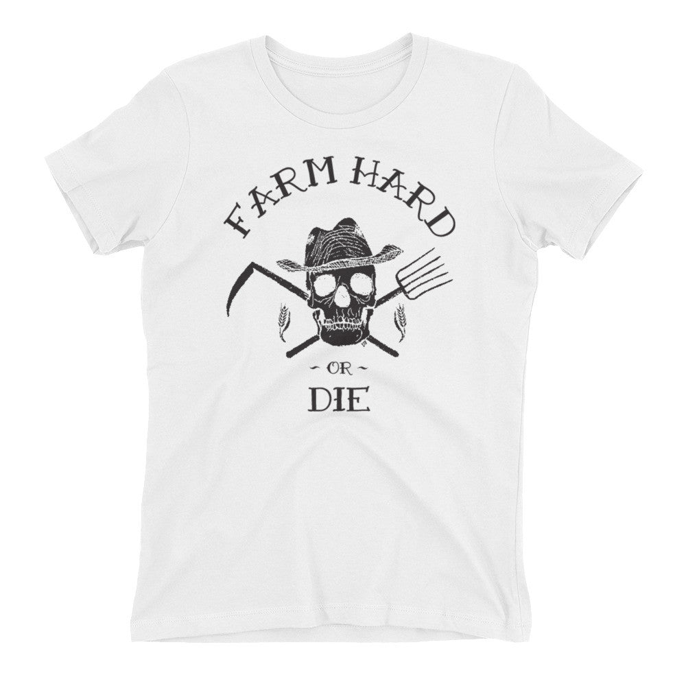 Women's Classic White Farm Hard or Die T-shirt